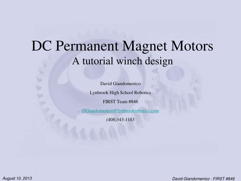 PPT - DC Permanent Magnet Motors A tutorial winch design PowerPoint ...
