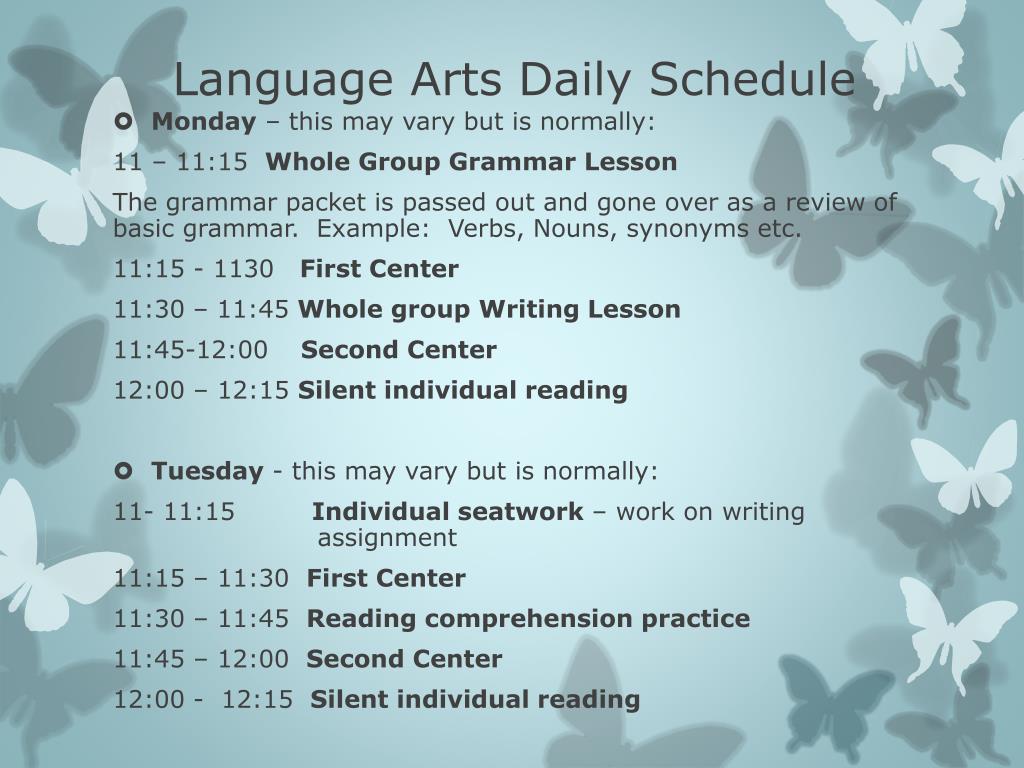 PPT - Language Arts Daily Schedule PowerPoint Presentation, free ...