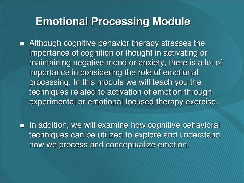 PPT - Emotional Processing Techniques: Cognitive Behavioral Strategies ...