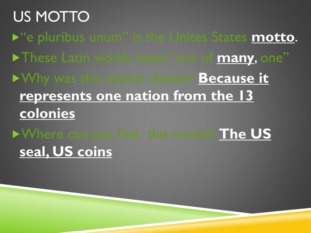 PPT - US Motto PowerPoint Presentation, free download - ID:2470856
