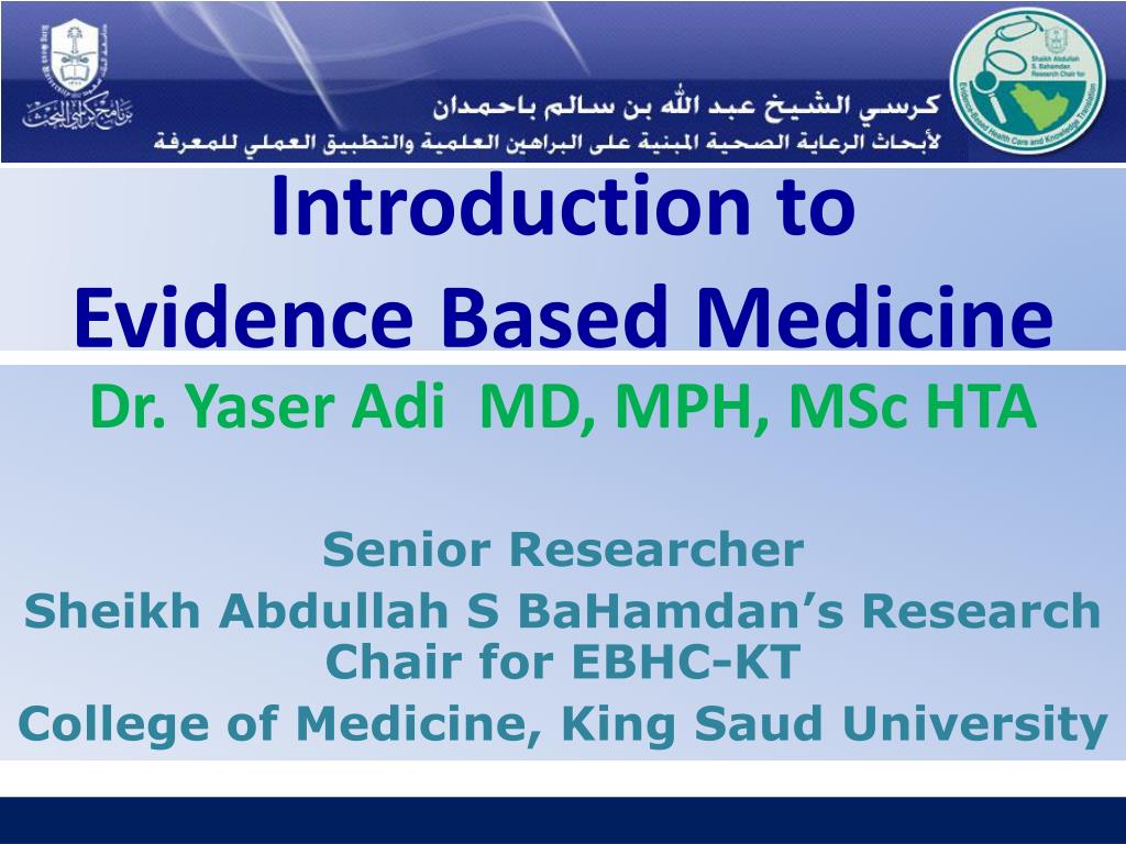 PPT - Introduction to Evidence Based Medicine PowerPoint Presentation ...