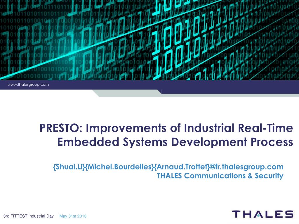 PPT - PRESTO: Improvements of Industrial Real-Time Embedded Systems ...