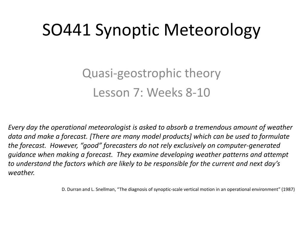 PPT - SO441 Synoptic Meteorology PowerPoint Presentation, free download ...