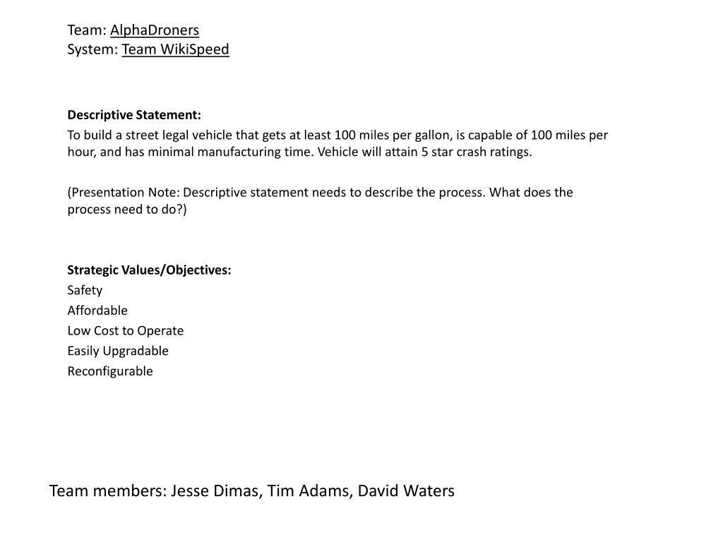 PPT - Team: AlphaDroners System: Team WikiSpeed PowerPoint Presentation ...