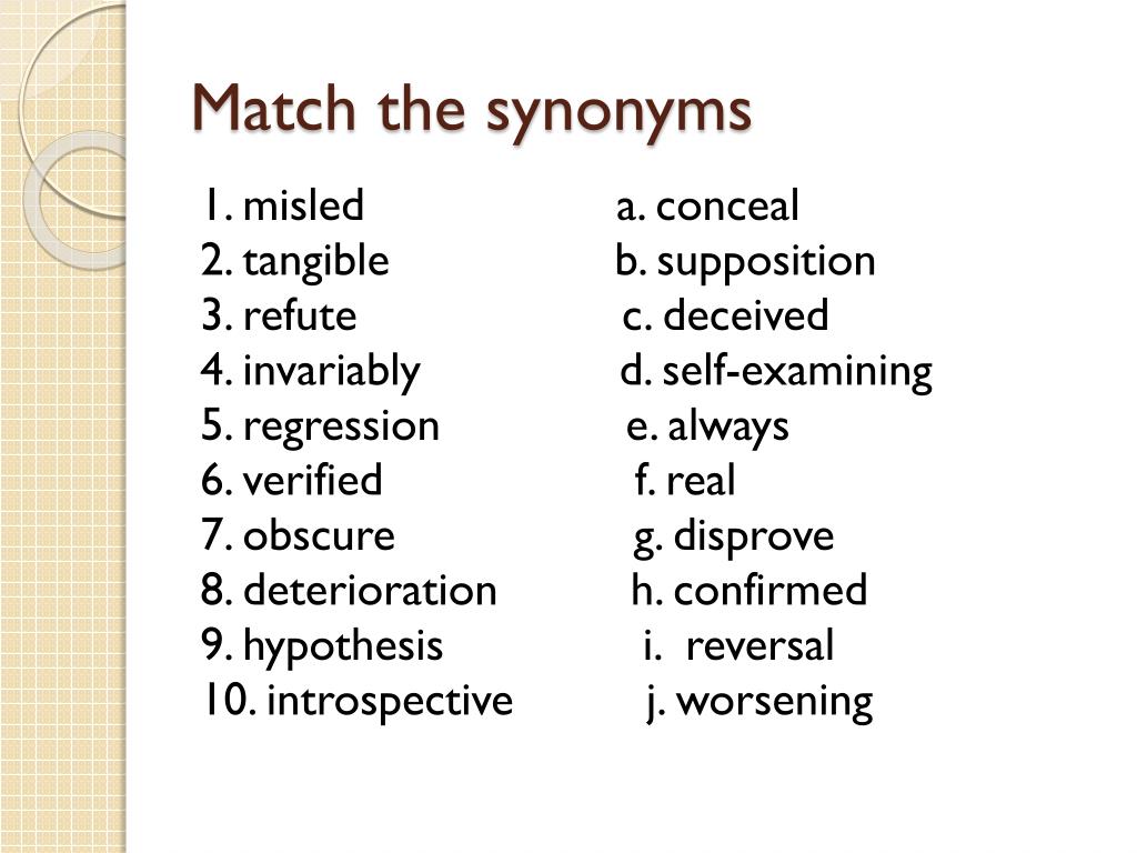 PPT - Match the synonyms PowerPoint Presentation, free download - ID ...