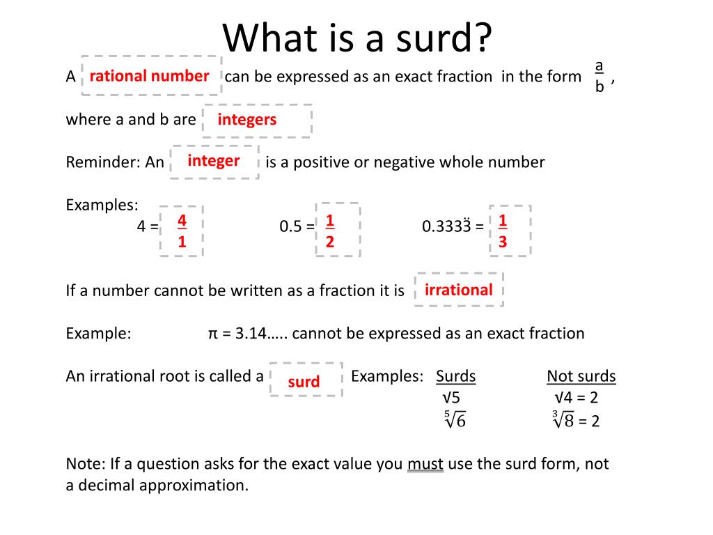 PPT - What is a surd? PowerPoint Presentation, free download - ID:2507350