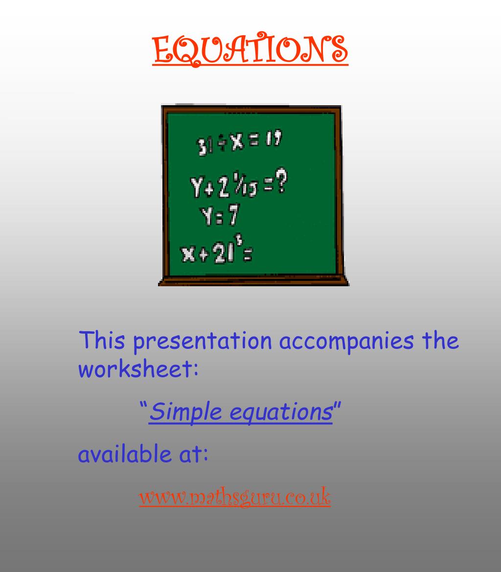 PPT - EQUATIONS PowerPoint Presentation, free download - ID:2510812