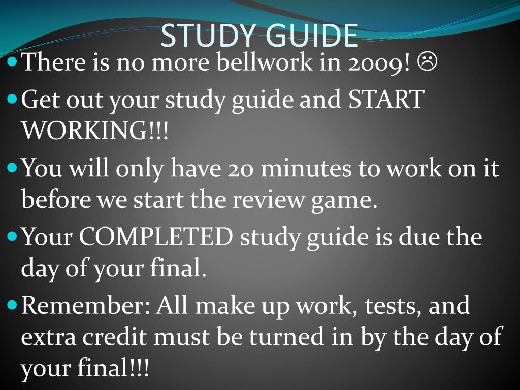 PPT - STUDY GUIDE PowerPoint Presentation, free download - ID:2517892