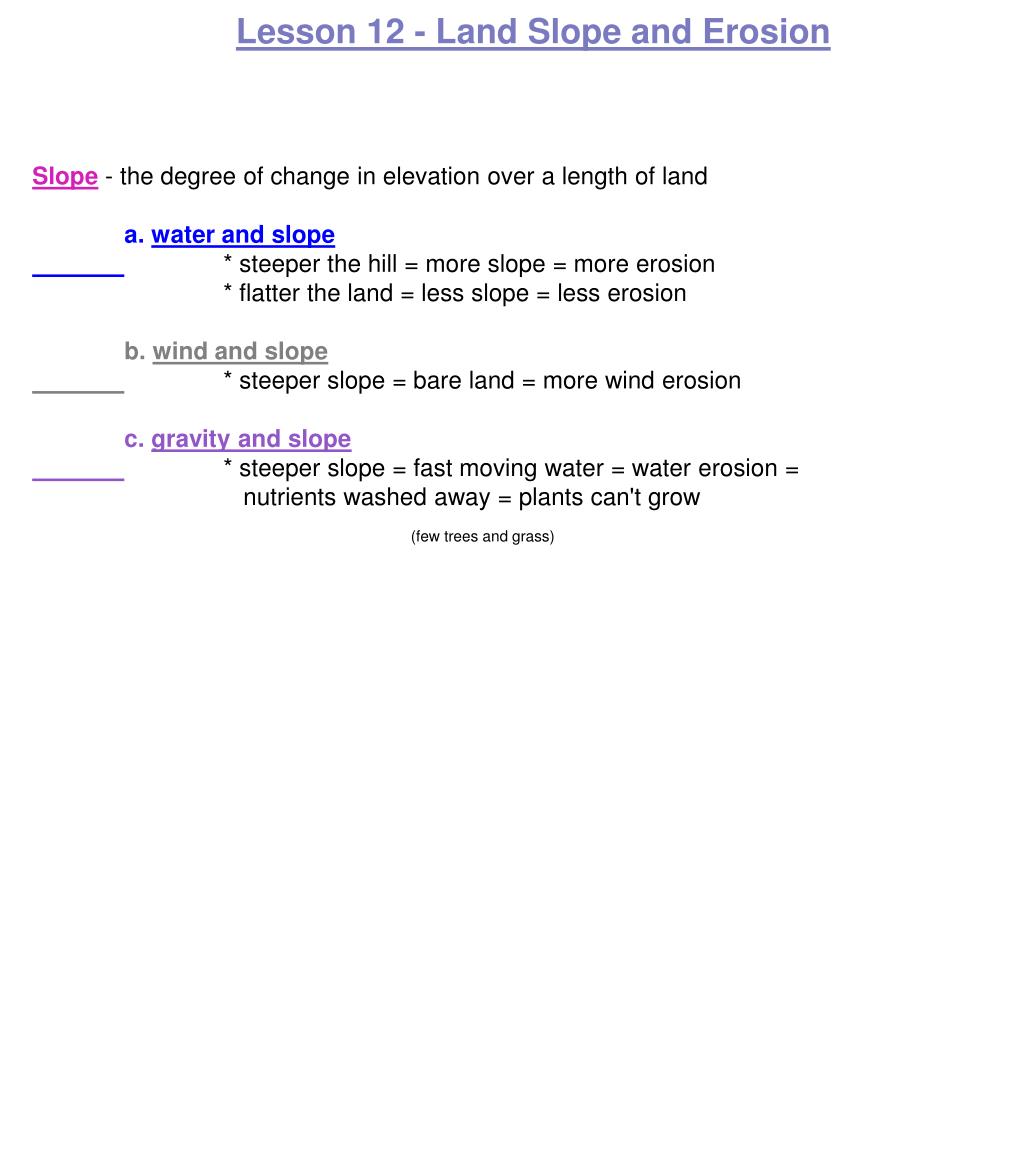PPT - Lesson 12 - Land Slope and Erosion PowerPoint Presentation, free ...