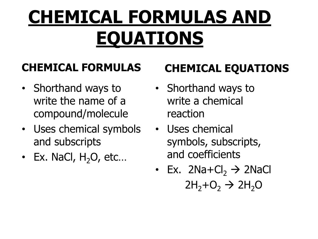 PPT - CHEMICAL FORMULAS AND EQUATIONS PowerPoint Presentation, free ...