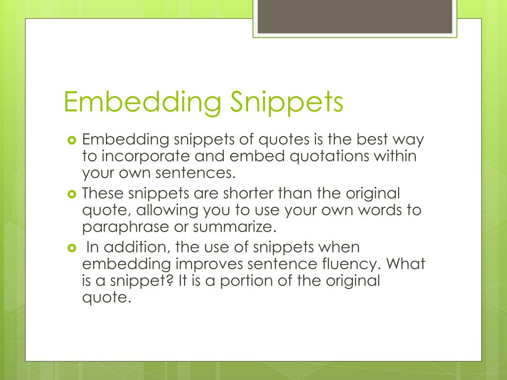 PPT - Embedding Snippets PowerPoint Presentation, free download - ID ...