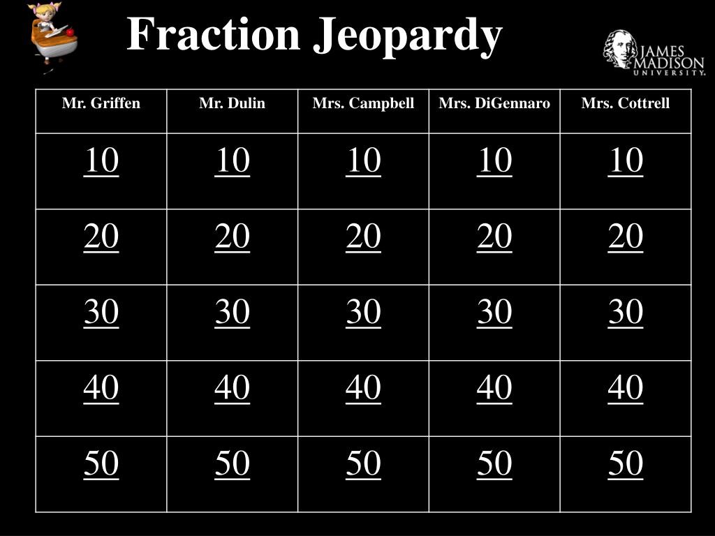 PPT - Fraction Jeopardy PowerPoint Presentation, free download - ID:2536699