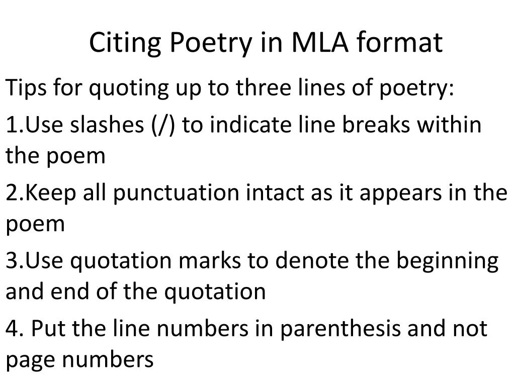 PPT - Citing Poetry in MLA format PowerPoint Presentation, free ...