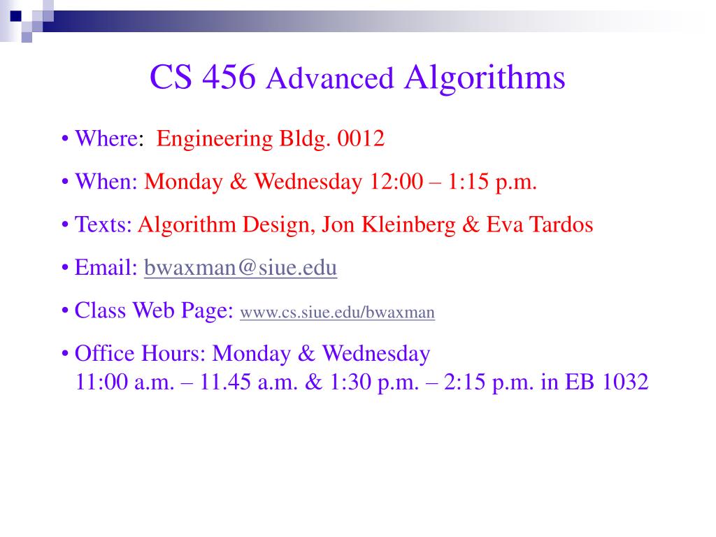 PPT - CS 456: Advanced Algorithms Course - Enhancing Algorithmic Skills ...