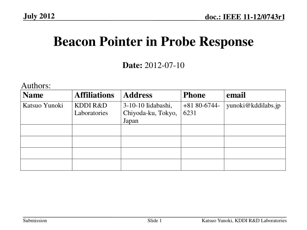 PPT - Beacon Pointer in Probe Response PowerPoint Presentation, free ...