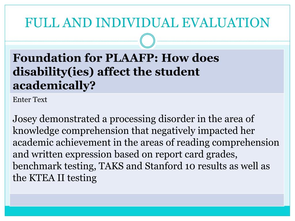 PPT - FULL AND INDIVIDUAL EVALUATION PowerPoint Presentation, free ...