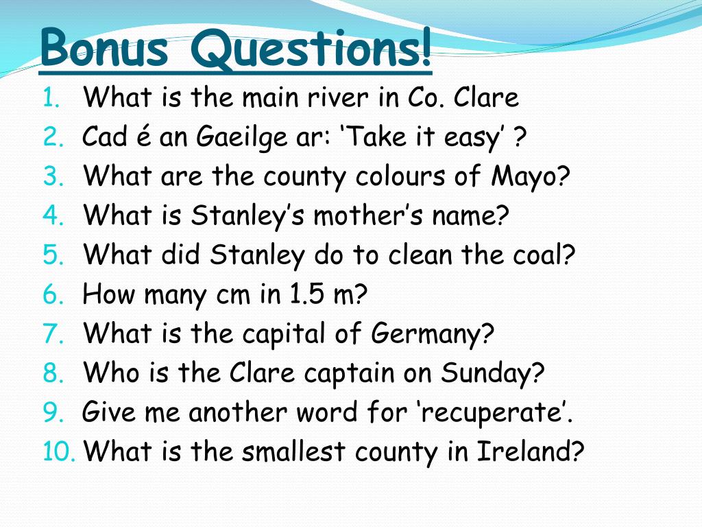PPT - Bonus Questions! PowerPoint Presentation, free download - ID:2561560