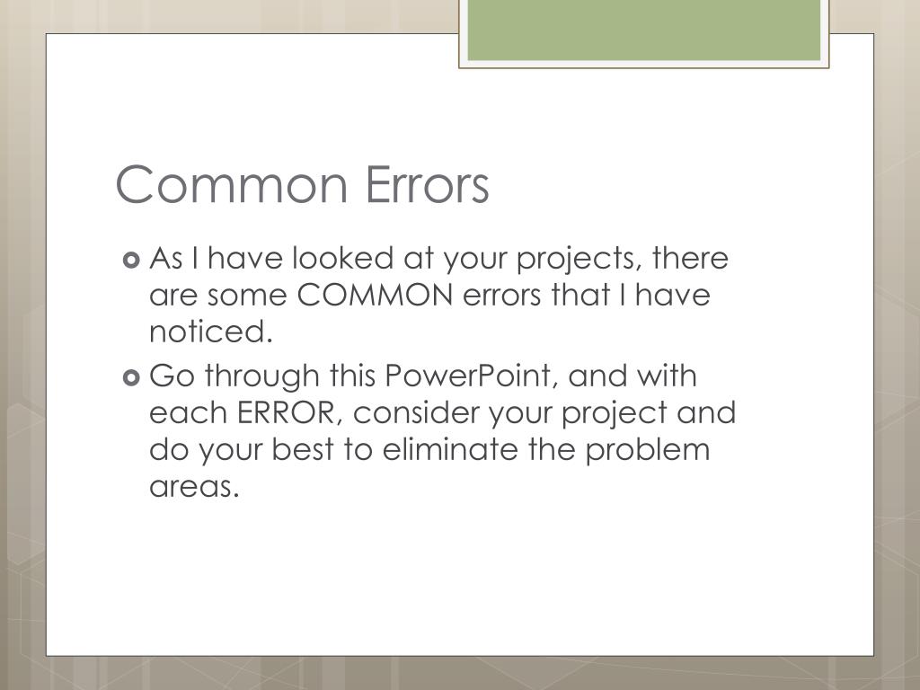 PPT - Common Errors PowerPoint Presentation, free download - ID:2564381