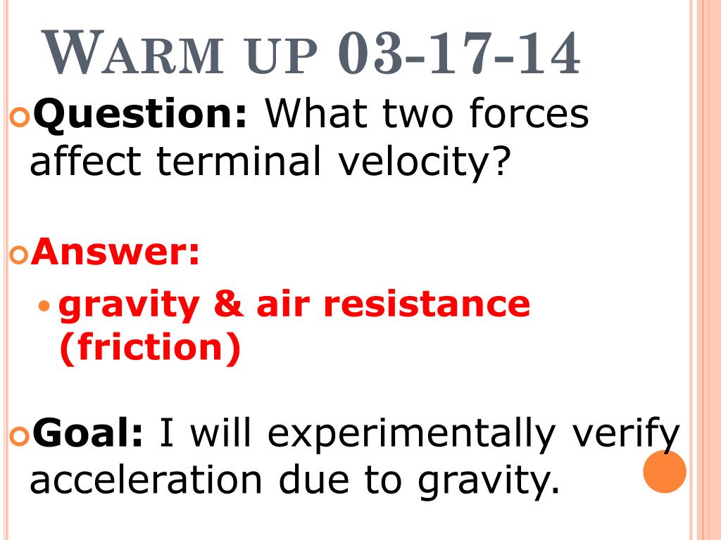 PPT - Understanding Terminal Velocity: Gravity and Air Resistance ...