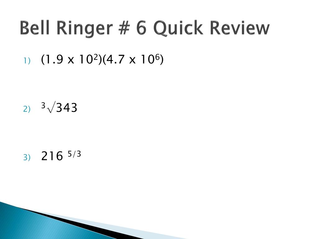 PPT - Bell Ringer # 6 Quick Review PowerPoint Presentation, free ...
