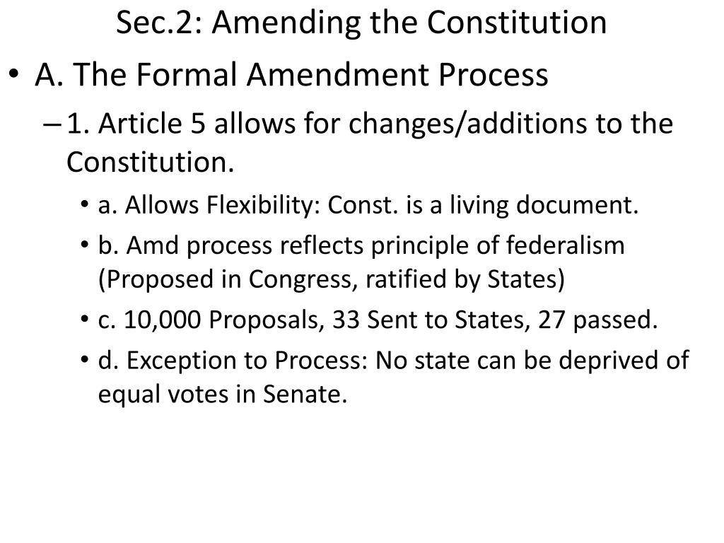 PPT - Sec.2: Amending the Constitution PowerPoint Presentation, free ...