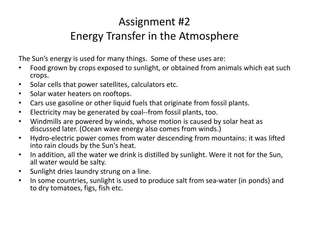PPT - Assignment #2 Energy Transfer in the Atmosphere PowerPoint ...