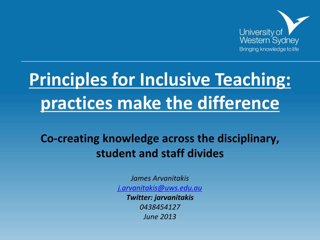 PPT - Principles for Inclusive Teaching: practices make the difference ...