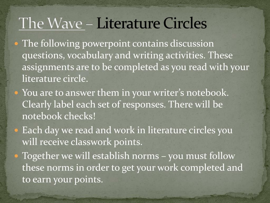 PPT - The Wave – Literature Circles PowerPoint Presentation, free ...