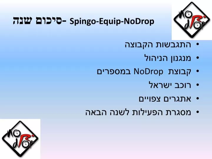 PPT - Spingo -Equip- NoDrop -סיכום שנה PowerPoint Presentation - ID:2576585