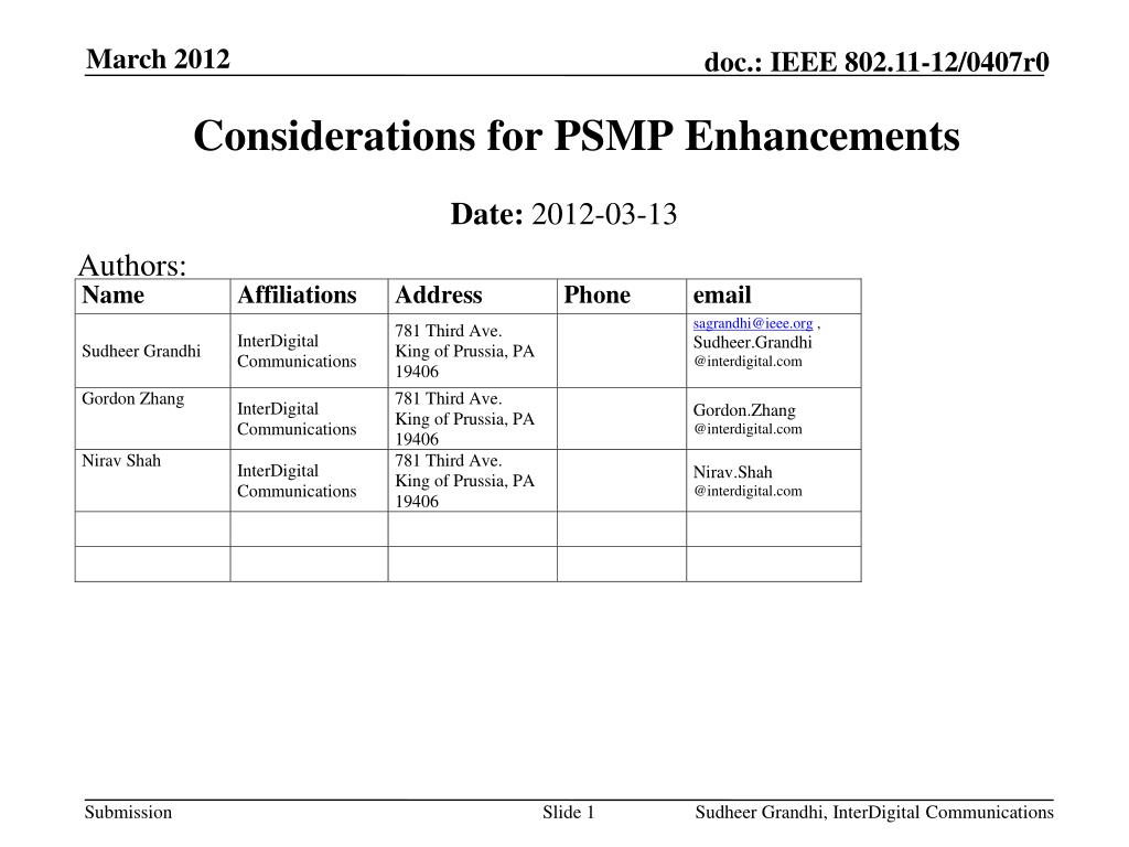 PPT - Considerations for PSMP Enhancements PowerPoint Presentation ...