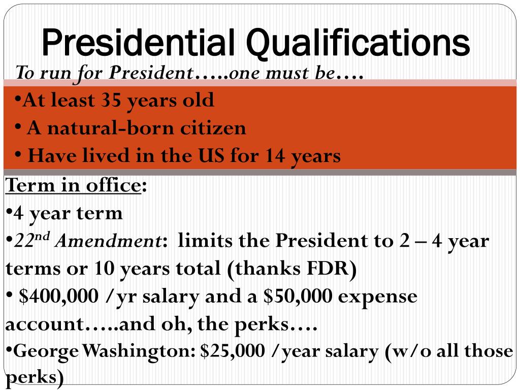 PPT - Presidential Qualifications PowerPoint Presentation, free ...