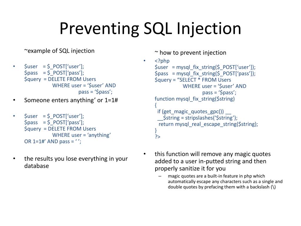 PPT - Preventing SQL Injection PowerPoint Presentation, free download ...