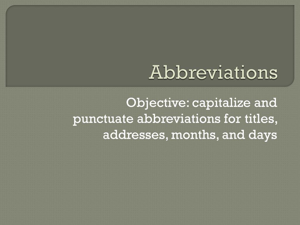 PPT - Abbreviations PowerPoint Presentation, free download - ID:2585683