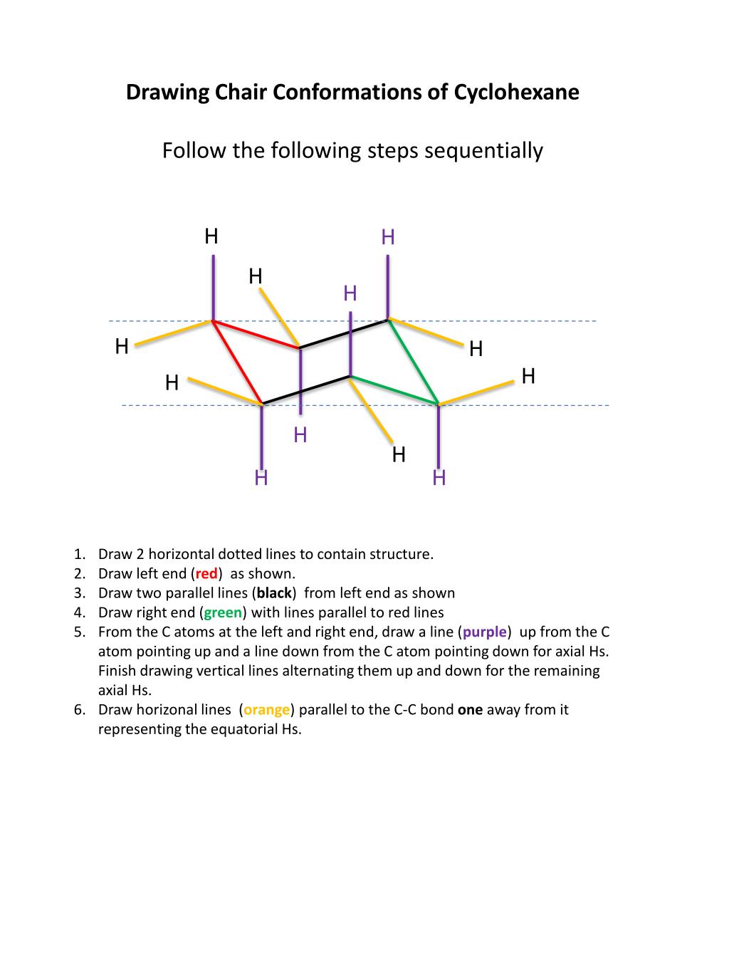 PPT - Drawing Chair Conformations of Cyclohexane Follow the following ...
