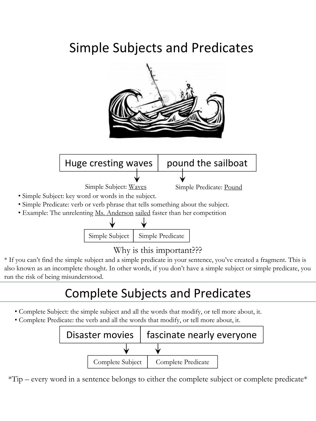 PPT - Simple Subjects and Predicates PowerPoint Presentation, free ...
