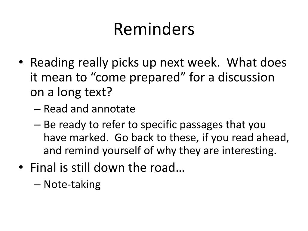 PPT - Reminders PowerPoint Presentation, free download - ID:2606891