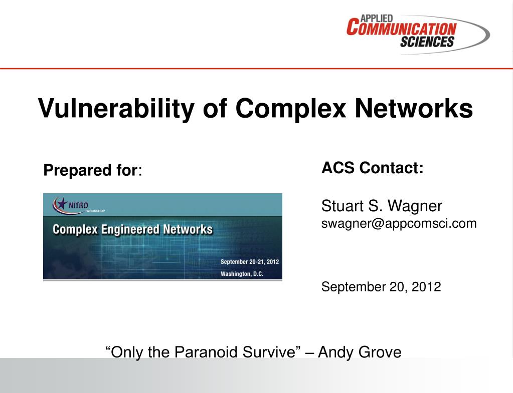 PPT - Vulnerability of Complex Networks PowerPoint Presentation, free ...