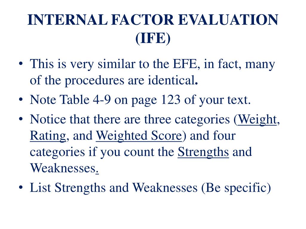 PPT - INTERNAL FACTOR EVALUATION (IFE) PowerPoint Presentation, free ...