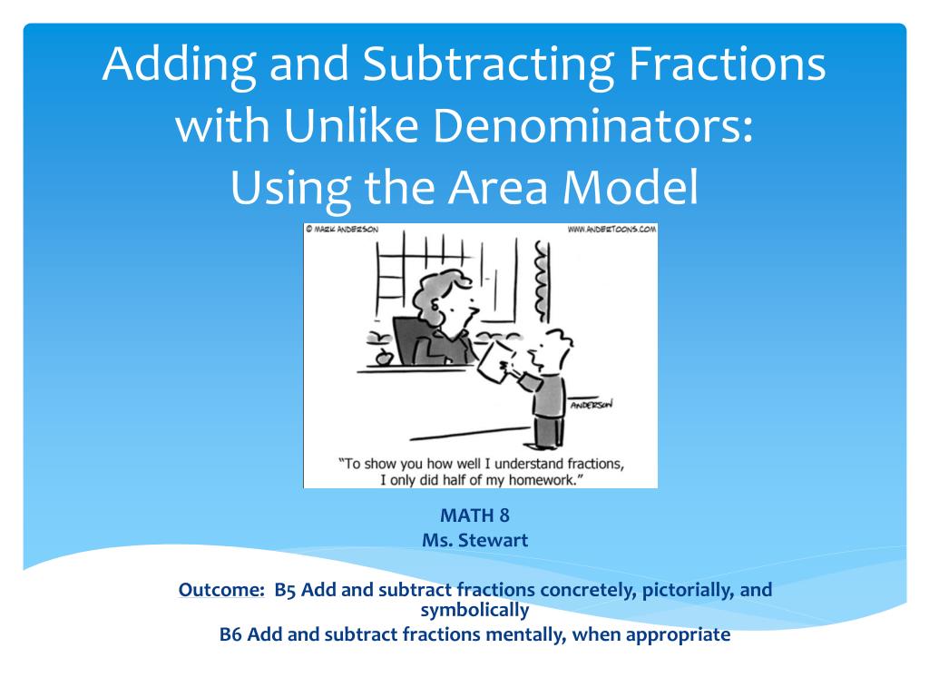 PPT - Adding and Subtracting Fractions with Unlike Denominators: Using ...