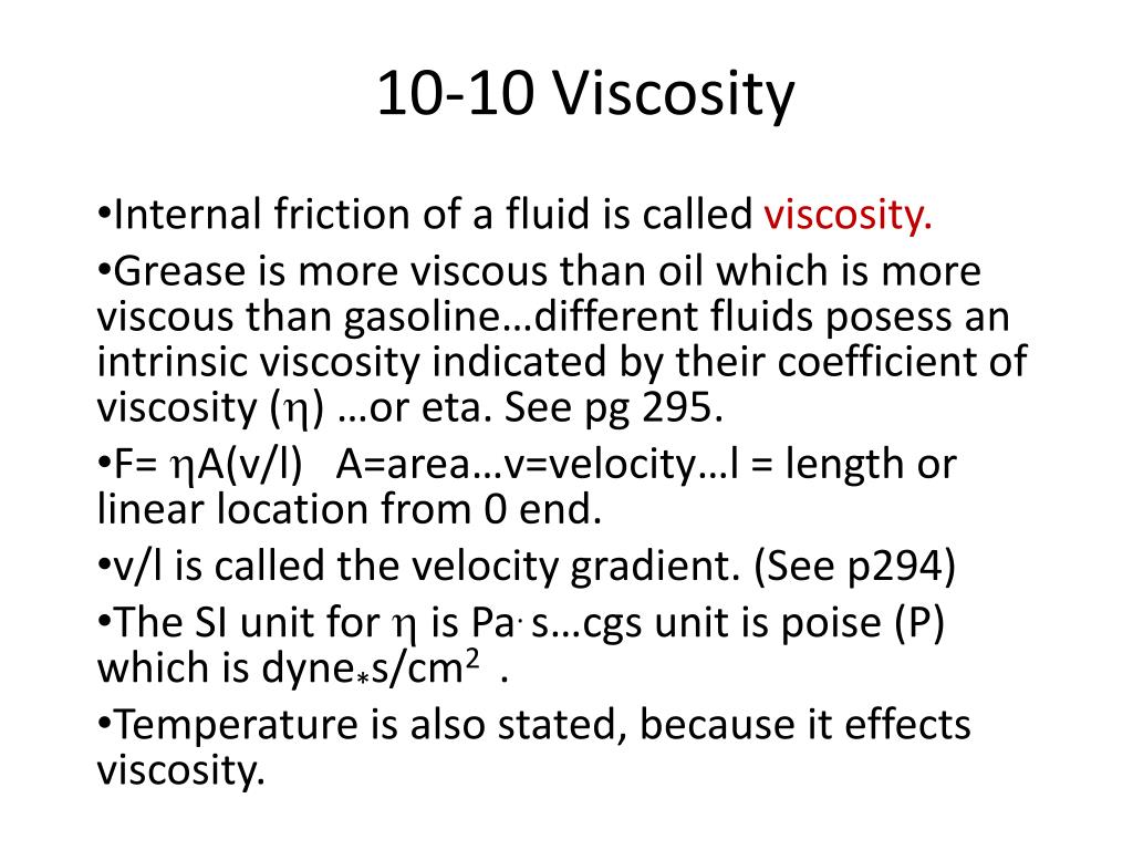 PPT - 10-10 Viscosity PowerPoint Presentation, free download - ID:2611103