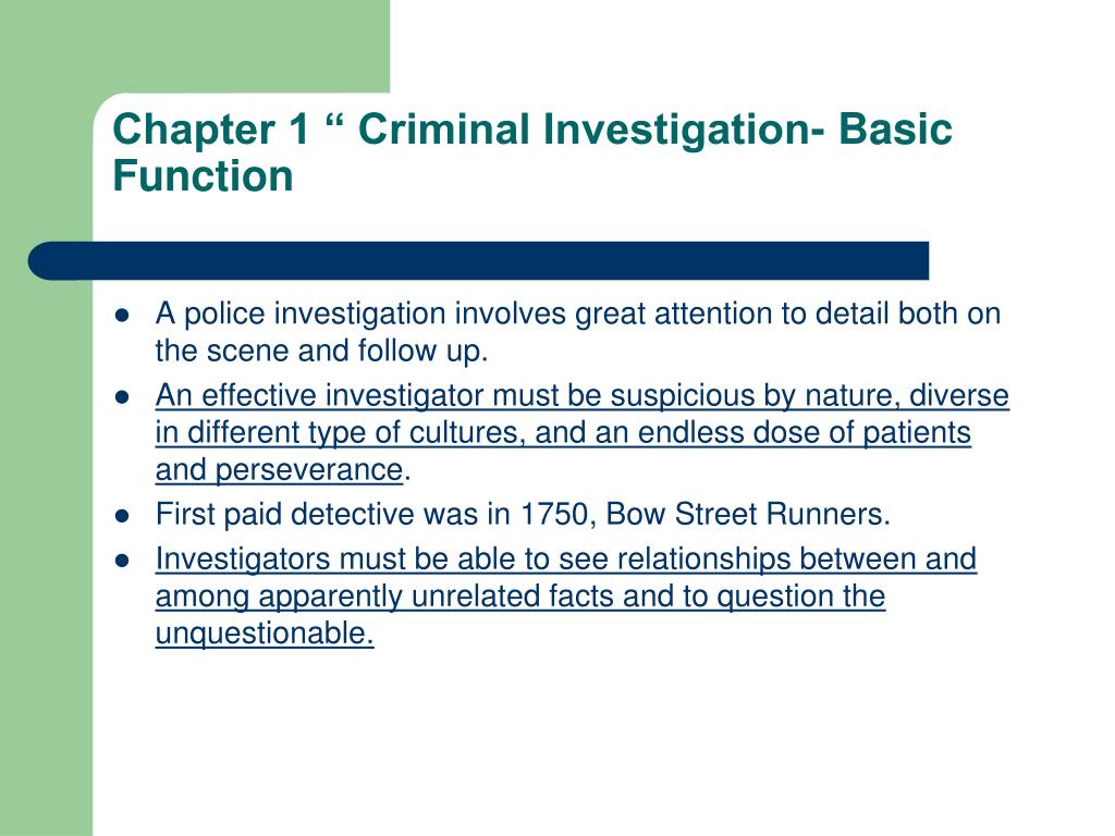 PPT - Chapter 1 “ Criminal Investigation- Basic Function PowerPoint Presentation - ID:2611388