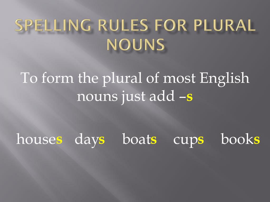 PPT - SPELLING RULES FOR PLURAL NOUNS PowerPoint Presentation, free ...