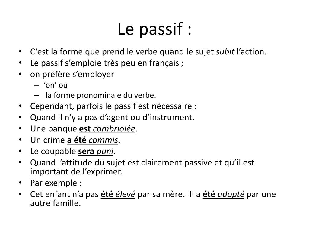 PPT - Le passif : PowerPoint Presentation, free download - ID:2618326