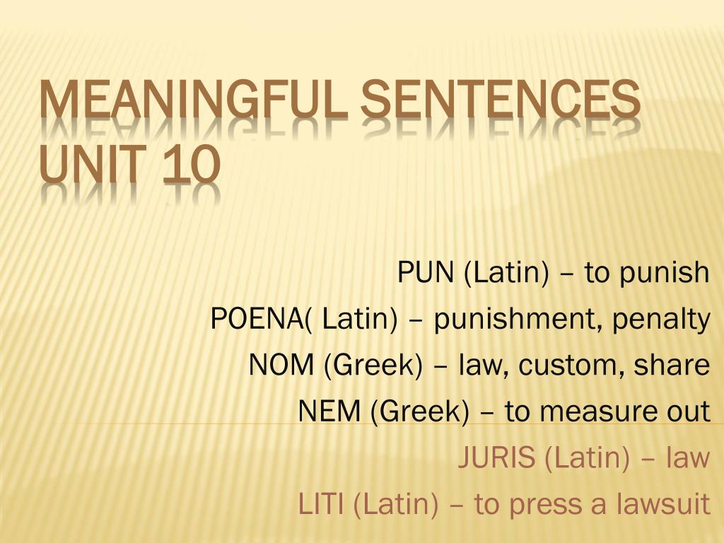PPT - Meaningful Sentences Unit 10 PowerPoint Presentation, free ...