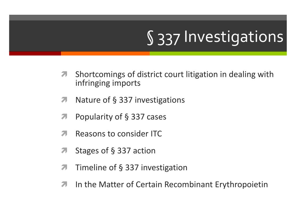 PPT - § 337 Investigations PowerPoint Presentation, free download - ID ...