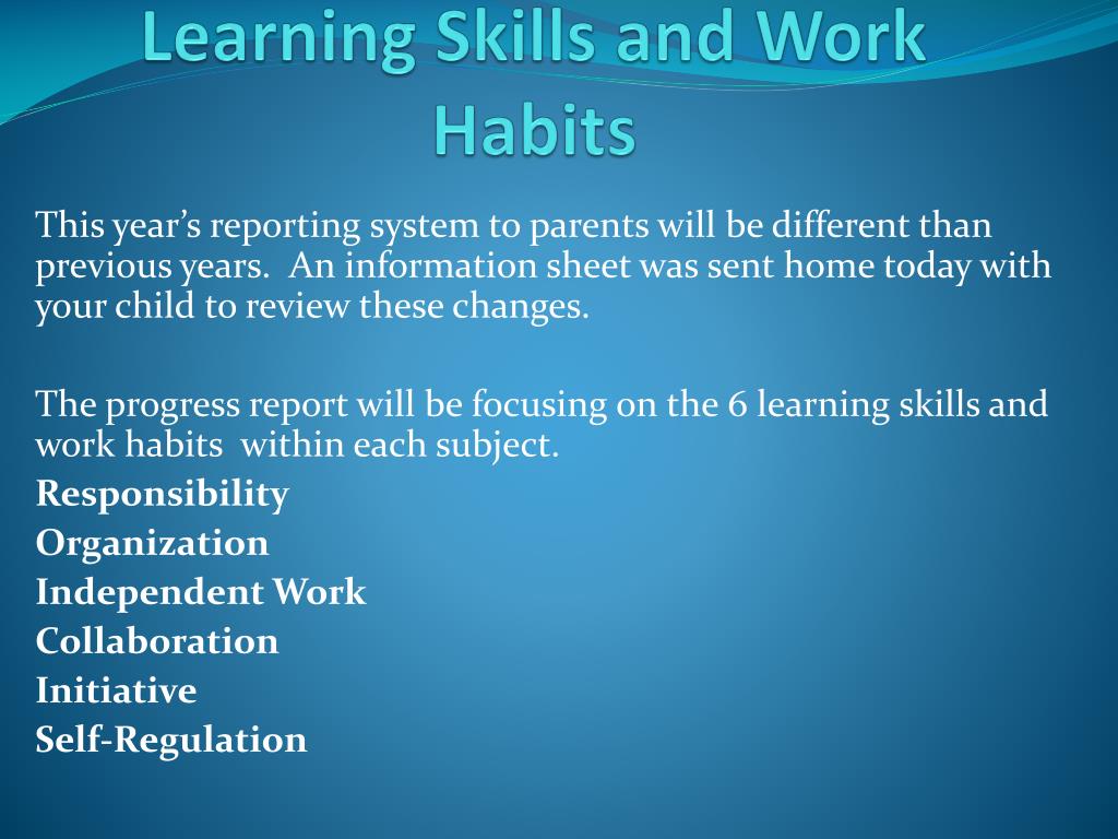 PPT - Learning Skills and Work Habits PowerPoint Presentation, free ...