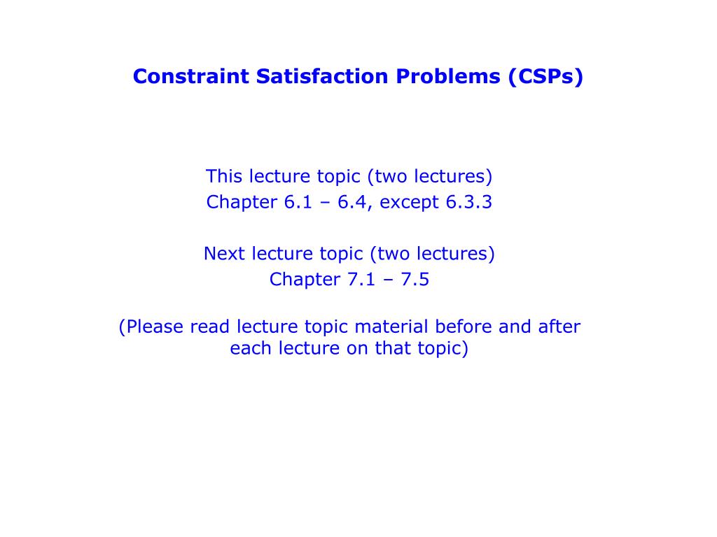 PPT - Constraint Satisfaction Problems (CSPs) PowerPoint Presentation ...