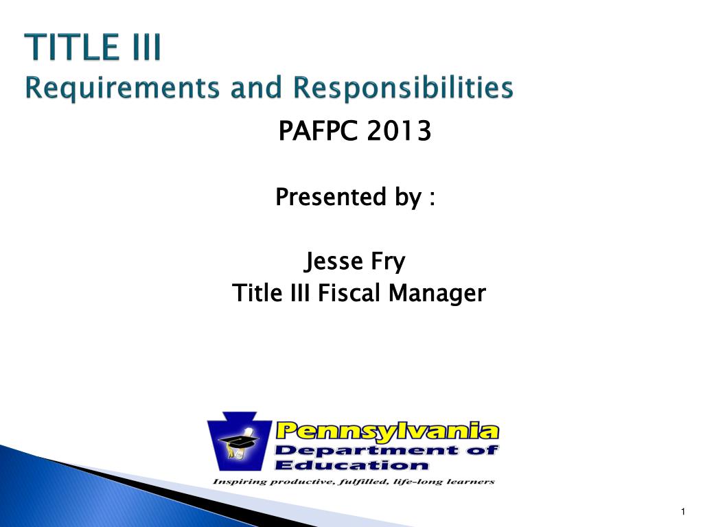 PPT - TITLE III Requirements and Responsibilities PowerPoint ...