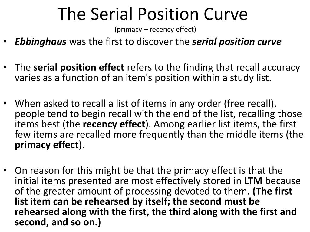 PPT - The Serial Position Curve PowerPoint Presentation, free download ...