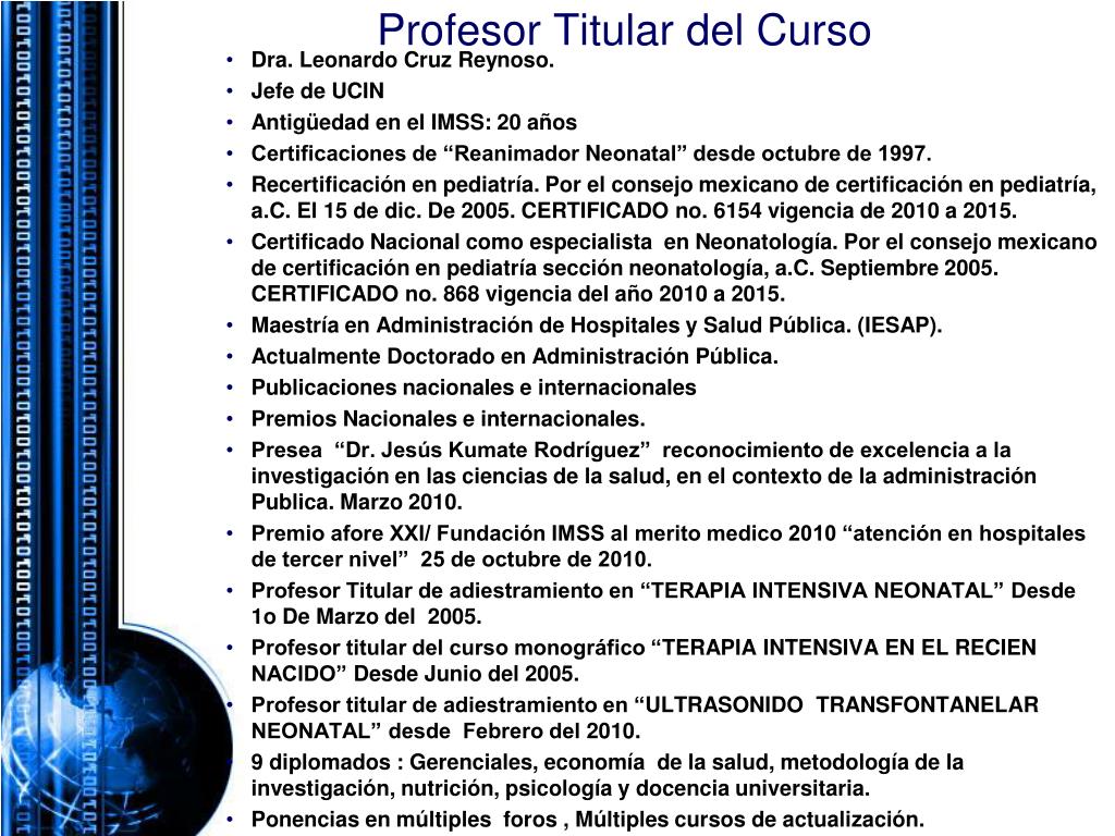 PPT - Profesor Titular del Curso PowerPoint Presentation, free download ...